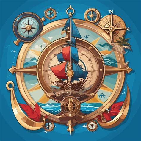 Premium Vector Nautical Compass Cartoon Vector