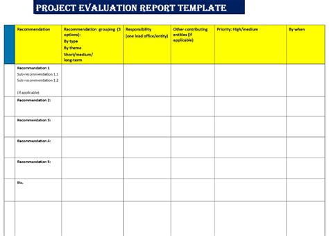 Project Evaluation Report Template Free Report Templates Report Template Progress Report