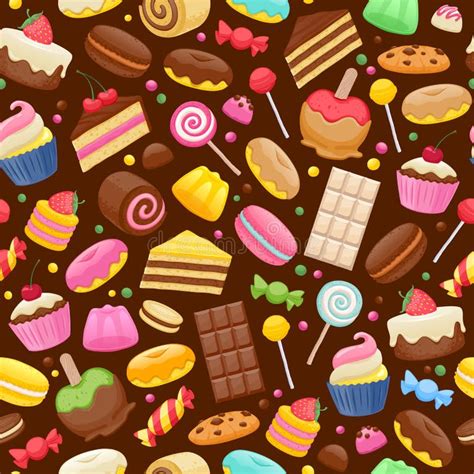 Seamless Colorful Assorted Sweets Vector Background Stock Illustrations 181 Seamless Colorful