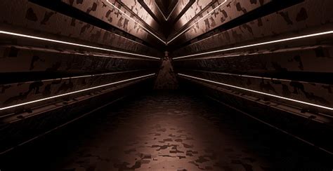 공상 과학 금속 지하 지하 홀 스포트라이트 실버 그레이 배너 배경 제품 배경을위한 제품 공간 프리젠 테이션 3d 렌더링 0명에 대한 스톡 사진 및 기타 이미지 Istock