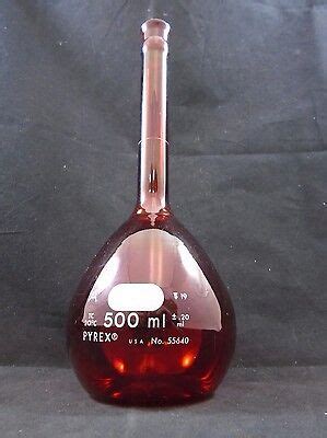 PYREX 500mL Low Actinic Stained Glass Standard Taper Stopper 19 Volumetric Flask EBay