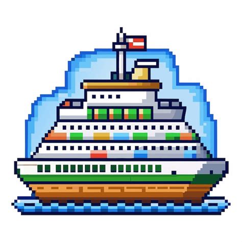 Premium Vector Pixel Art Cruise Ship Illustration Retro Gaming Style Maritime Travel Concept