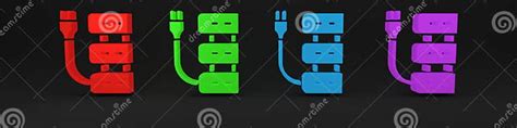 Colorful Server Icon Isolated On Black Background Adjusting App Service Concept Setting