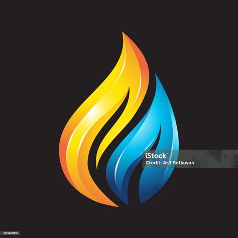 다채로운 화염 물 방울 벡터 로고 디자인 0명에 대한 스톡 벡터 아트 및 기타 이미지 0명 3차원 형태 가솔린 Istock