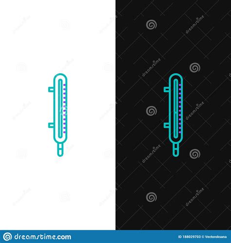 Line Meteorology Thermometer Measuring Icon Isolated On White And Black