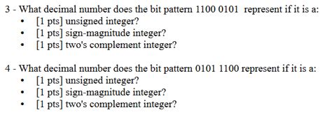 Solved 3 What Decimal Number Does The Bit Pattern 1100