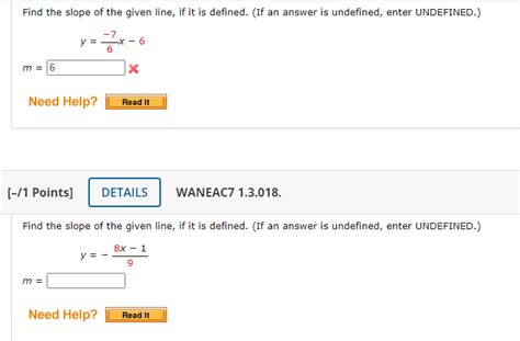 solved find the slope of the given line if it is defined