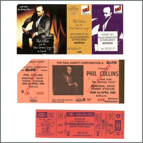 Phil Collins Concert Ticket Collection Europe Usa Tracks