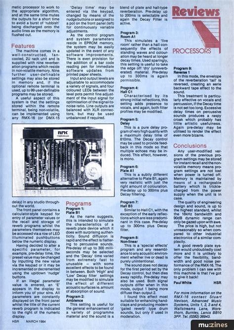 Ams Rmx 16 Digital Reverb Hsr Mar 84