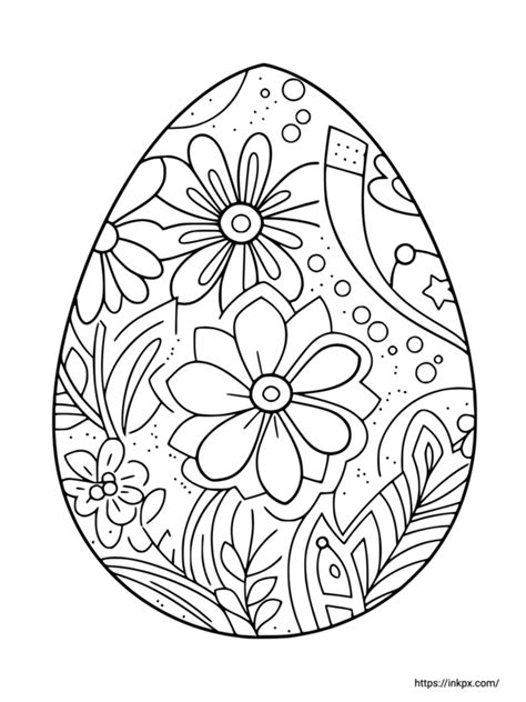 Free Printable Easter Egg With Flowers Coloring Page · Inkpx