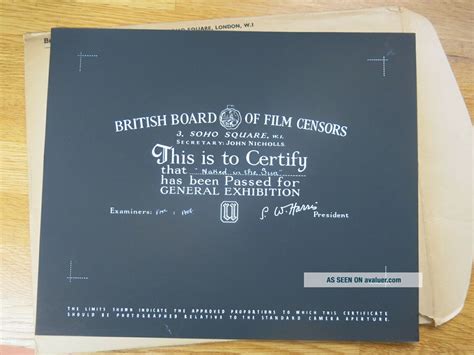 British Bbfc Film Certification Card Naked In The Sun 1957 13188665
