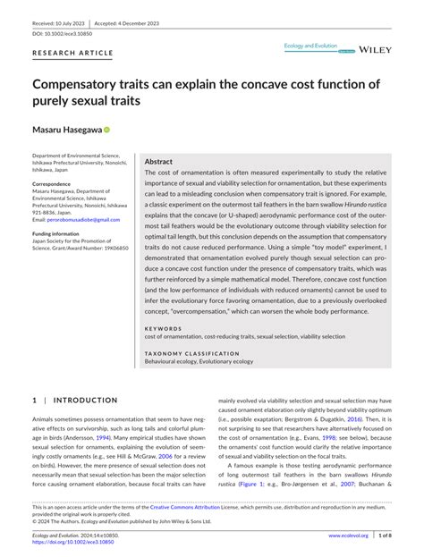 Pdf Compensatory Traits Can Explain The Concave Cost Function Of