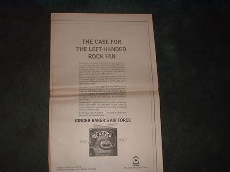 1970 Ginger Baker Air Force Poster Type Ad