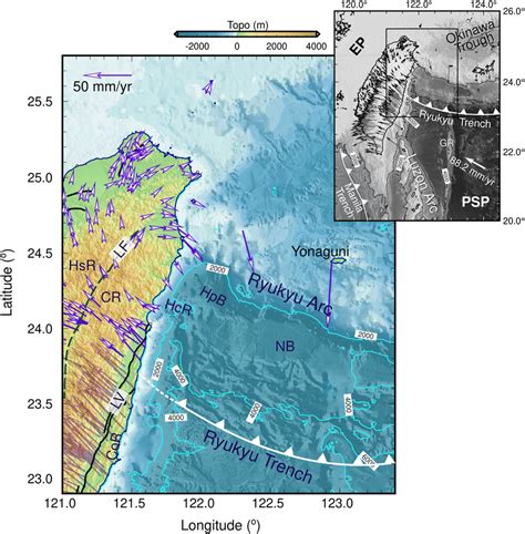 Map Of Northeastern Taiwan Showing The Arccontinent Collision And
