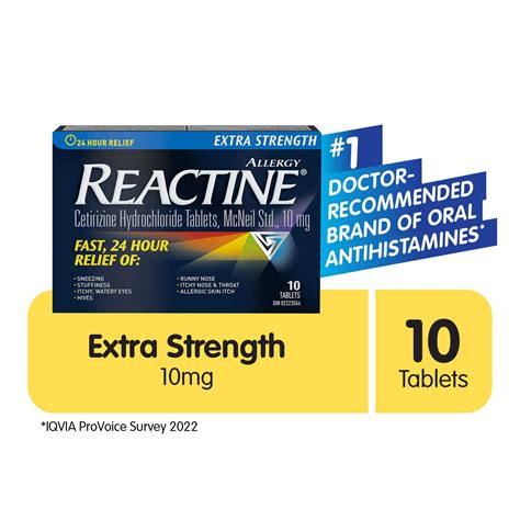 Non Drowsy Reactine® Tablets Extra Strength 10 Mg 10s At Walmart Ca Walmart Canada