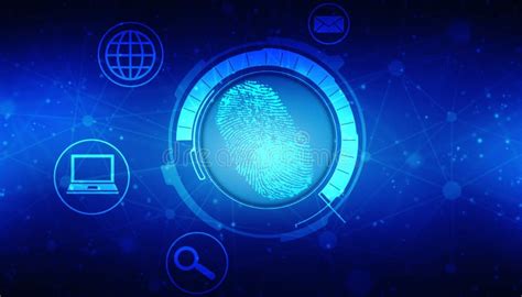 Abstract Security System Concept With Fingerprint On Technology Background Biometric