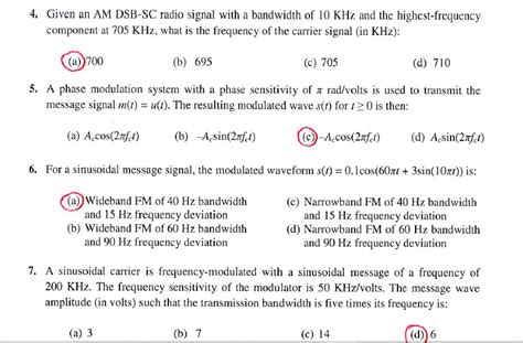 Solved 4 Given An Am Dsb Sc Radio Signal With A Bandwidth