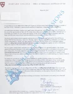 Previous Years Undergraduate Acceptance Letters