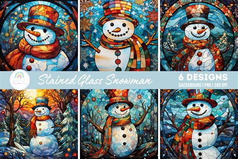 Stained Glass Snowman Backgroundb Graphic By Rainbowtown · Creative Fabrica