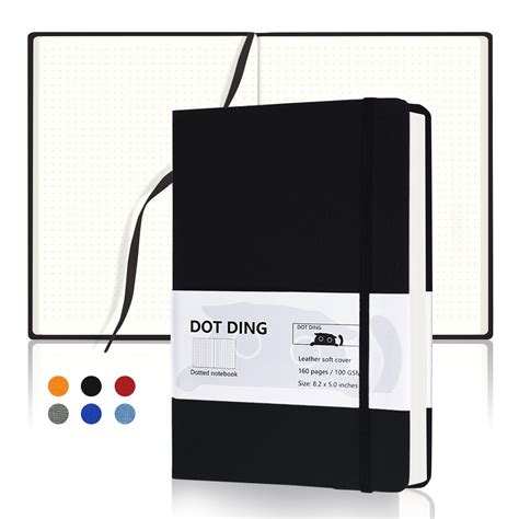 100gsm Bullet Dotted Notebook A5 Cloth Hardcover Journal Planner 160 Pages Inside Pocket School