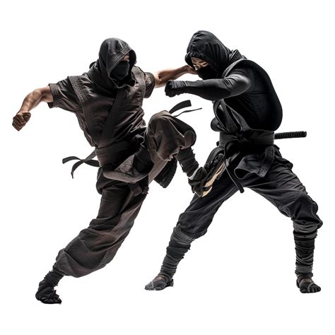 Two Ninjas In A Dramatic Martial Arts Confrontation Dynamic Pose 58267539 Png