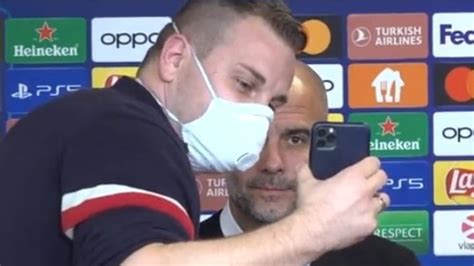 Reporter Surprises Manchester City Manager Pep Guardiola With Selfie