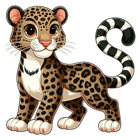 Premium Vector Cute Jaguar Cartoon Vector Style White Background