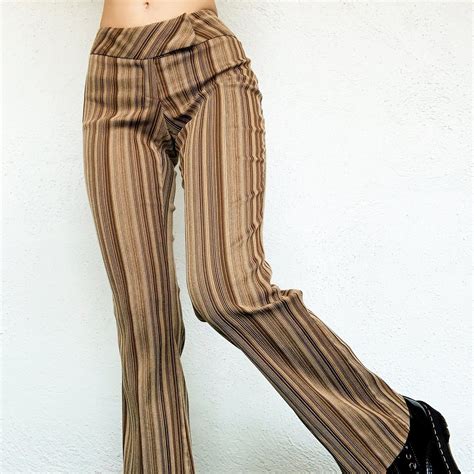 Early 2000s Brown And Tan Striped Pants Xs Alternative Outfits