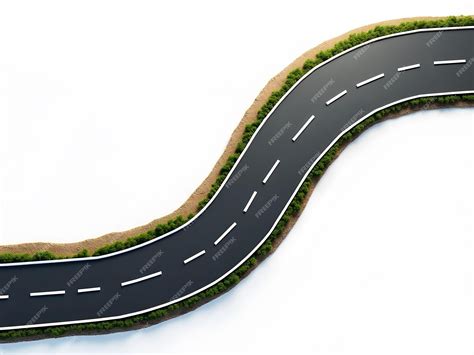 Close And Top View Of Curved Road On White Background Png Good Assets Premium Ai Generated Image