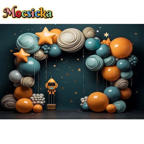 Boy 1st Birthday Photo Backdrop Astronaut Arch Balloon Decoration Props
