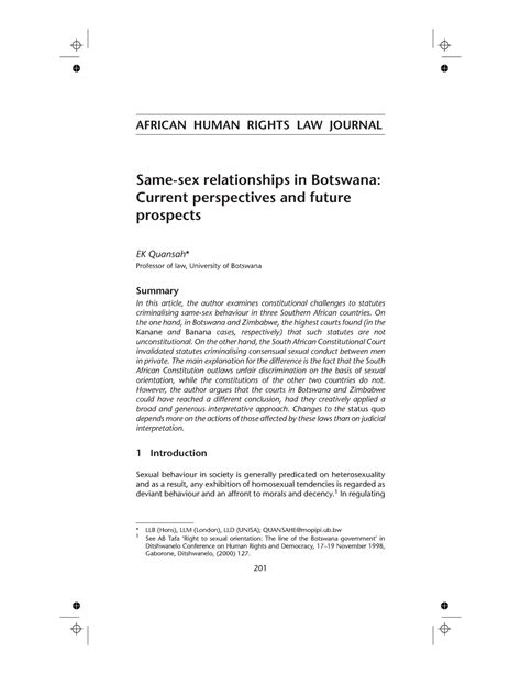 Same Sex Relationships Article African Human Rights Law Journal Same