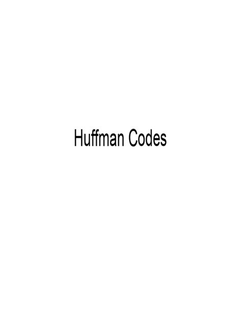 Huffman Codes Pdf
