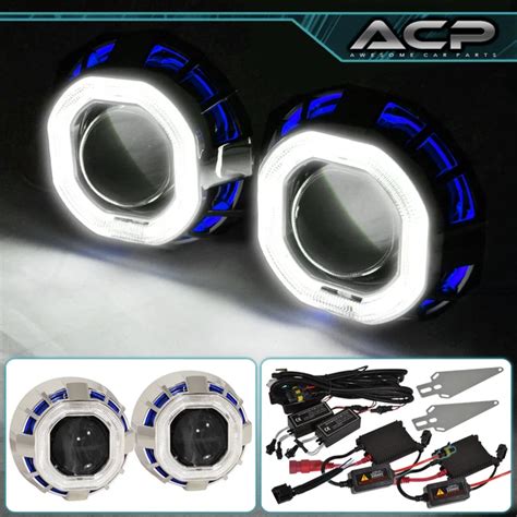 2 5and Bi Xenon Retrofit Projector Headlight Ccfl Led Halo Angel Eyes Ring Hid Kit Eur 62 64