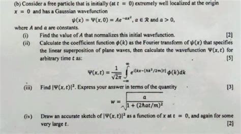 Solved B Consider A Free Particle That Is Initially At Chegg