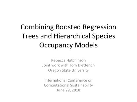 Combining Boosted Regression Trees And Hierarchical Species Occupancy