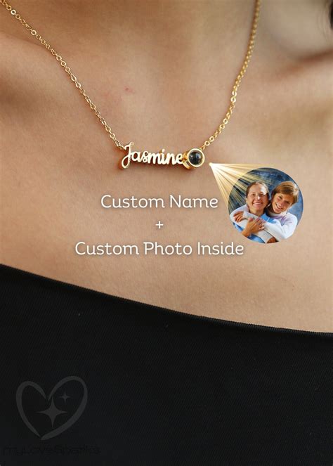 Custom Name Necklace With Photo Projection Dainty Name Necklaces