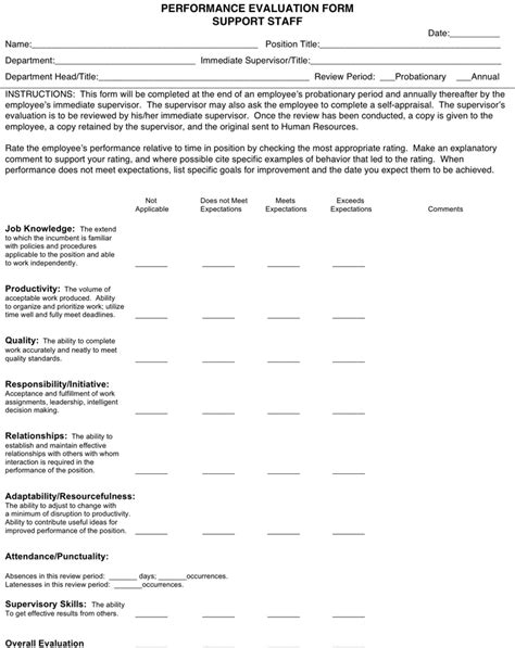 Free Performance Evaluation Form Doc KB Page S