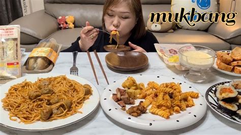 스파게티먹방🤍샌드위치먹방🤍김밥먹방🤍샌드위치가 너무 먹고 싶어서 준비했는데 파스타가 제일 맛있더라구요 ~ Youtube