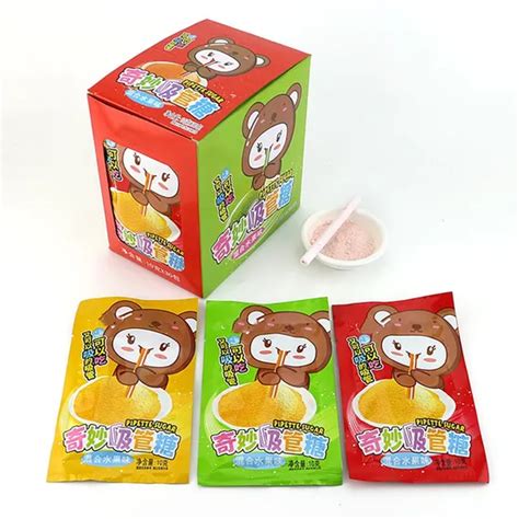 Fun Straw Shaped Pressed Candy With Fruit Flavored Powder Candy Candy