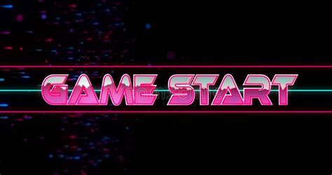 Animation Of Glitch Effect Over Game Start Text Against Blue And Red