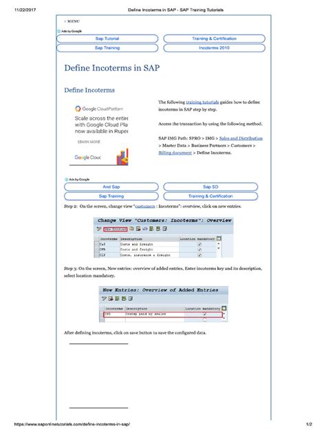 A Incoterms In Sap Pdf