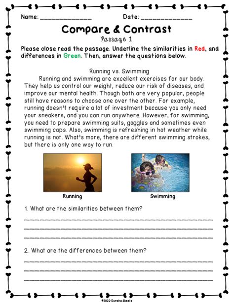 Compare And Contrast Worksheets For 3rd Grade