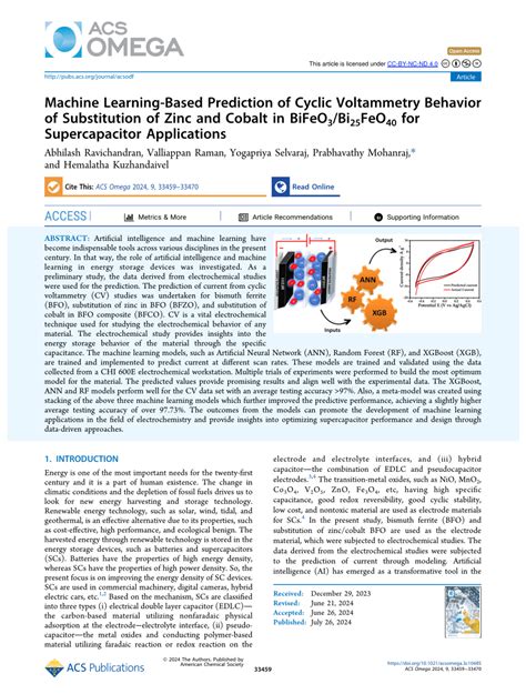Pdf Machine Learning Based Prediction Of Cyclic Voltammetry Behavior Of Substitution Of Zinc