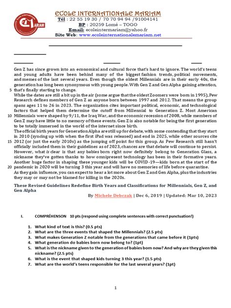 Exam 2nd 1st Term 2023 2024 Pdf Millennials Human Development