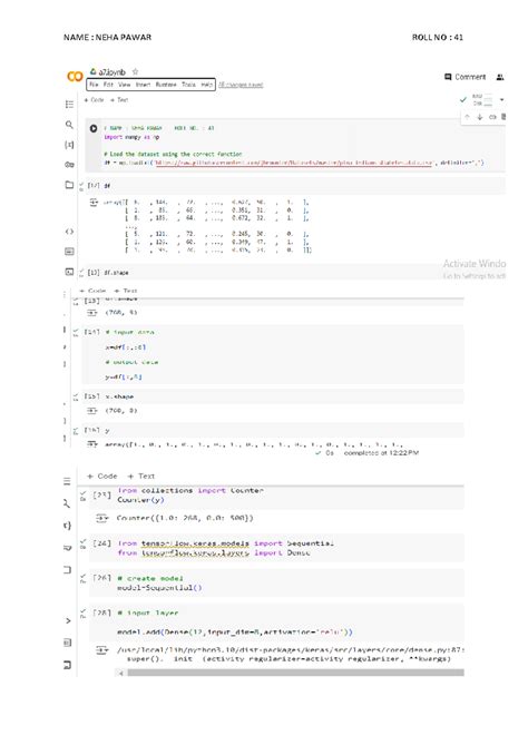 A7 Output Of 7 Practicle Machine Learning Name Neha Pawar Roll No