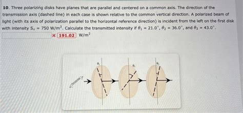 solved 10 three polarizing disks have planes that are