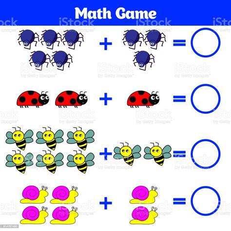 어린이 위한 수학 교육 게임입니다 활동을 세 아이 들을 위한 학습 빼기 워크시트입니다 벡터 일러스트 레이 션 개발에 대한 스톡 벡터 아트 및 기타 이미지 Istock