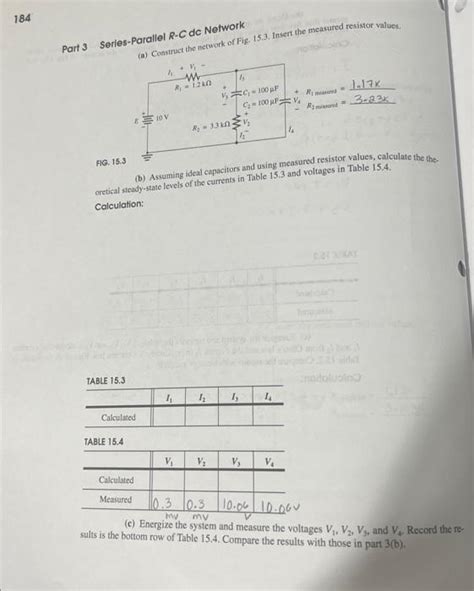 Solved Part 3 Serles Parallel R C Dc Network The The B
