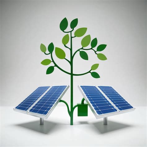 A Picture Of Solar Panels And A Tree With A Green Plant On The Bottom Premium AI Generated Image