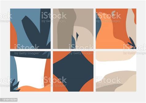손으로 그린 벡터 추상 적 스톡 그래픽 일러스트 아트 카드 세트 현대 콜라주 최소한의 기하학적 자연 예술 현대 프린트 템플릿 보헤미안 모양과 실루엣의 중립적 인 색상 0명에